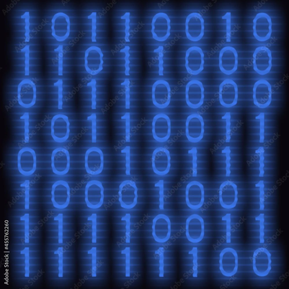 Abstract Technology Binary code Background. Blue blurry zeros and ones ...