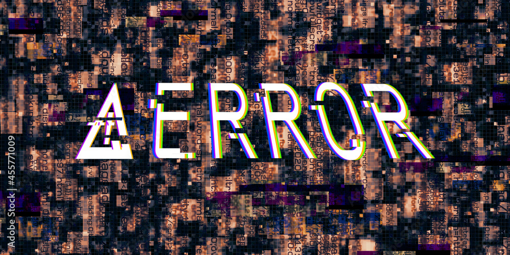 3d Illustration glitch effect Computer danger symbols Hacked errors ...