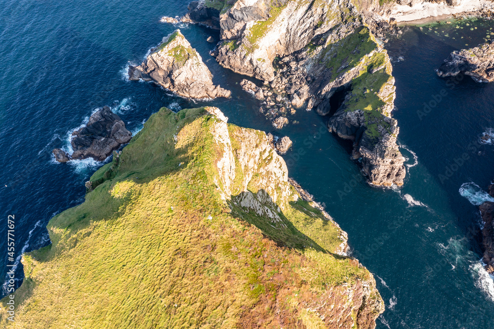 Aerial view of Tormore Island the hidden stack and Cobblers tower by ...