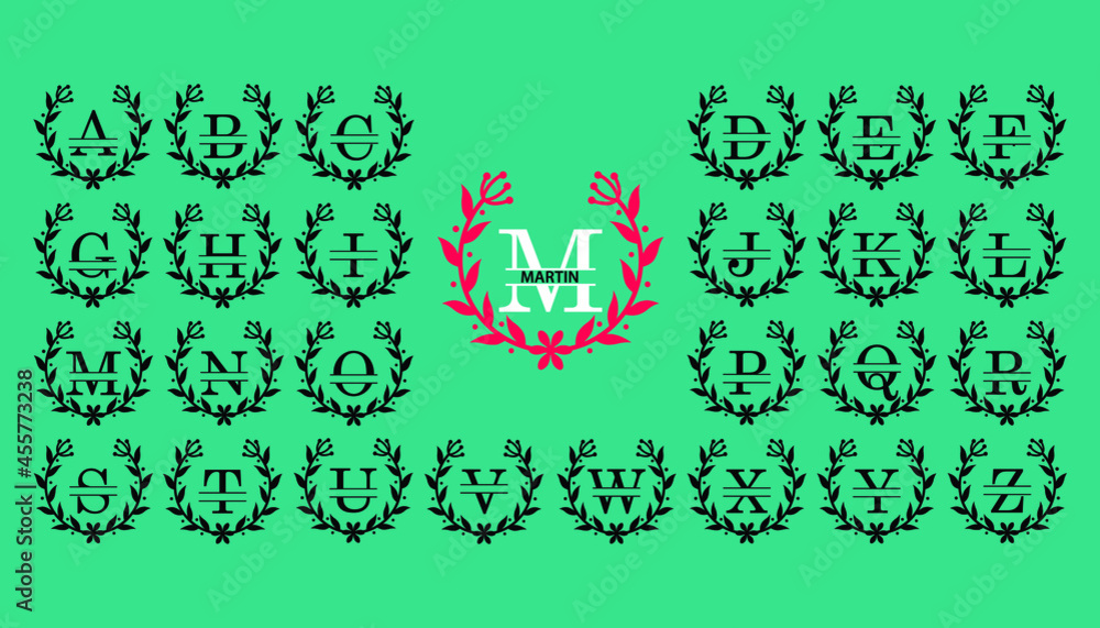 Split Monogram Letter, Set of letters to create a monogram. Monogram ...