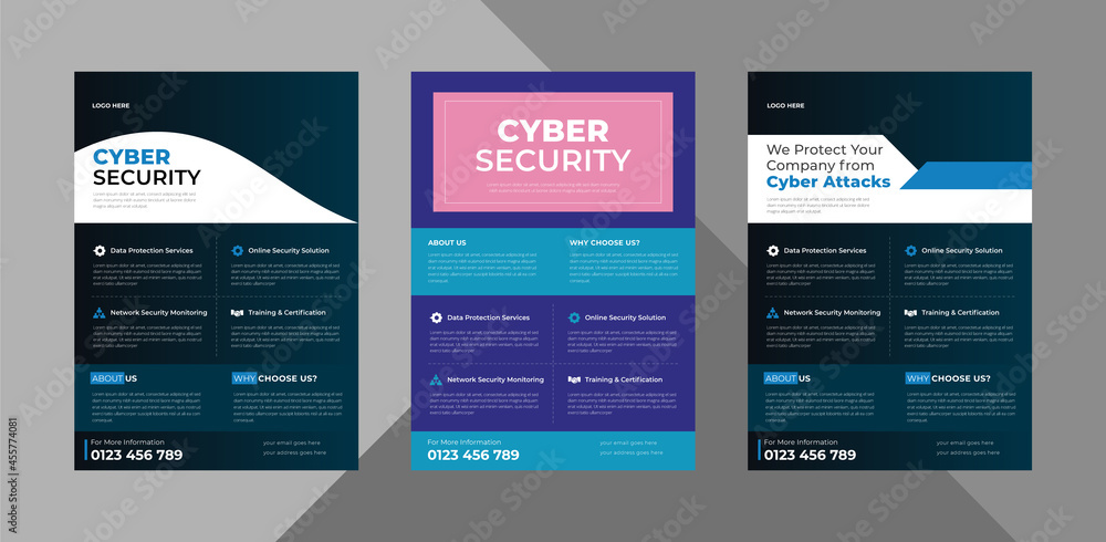 cyber security flyer design template bundle. cyber security protection ...