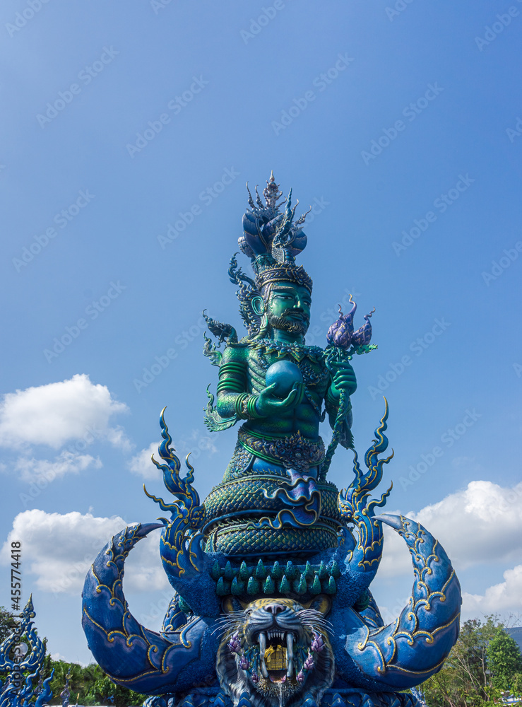 Sculpture of Blue Guardian from Wat Rong Suer Ten, also known as Blue ...