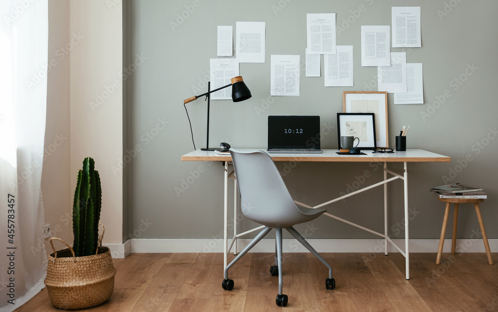 Workplace of journalist at home Stock Photo | Adobe Stock