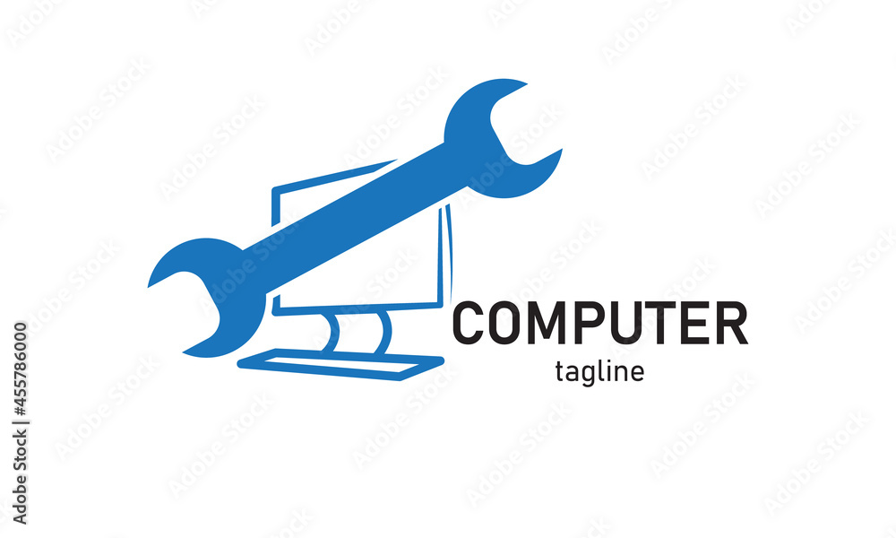 Premium vector computer monitor desktop repair logo design Stock Vector ... Premium vector computer monitor desktop repair logo design Stock Vector ...