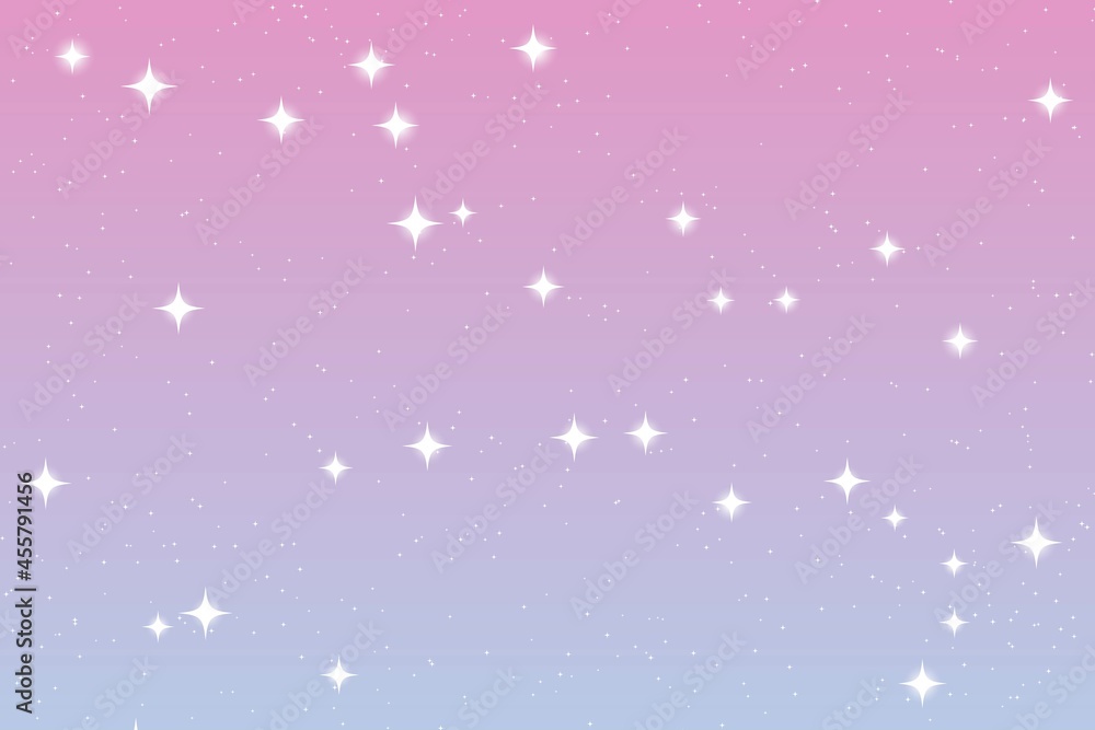 Sky and stars background. Blue and pink space background. The twinkling ...