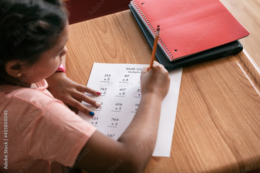 School: Students Working On Math Classwork Stock Photo | Adobe Stock
