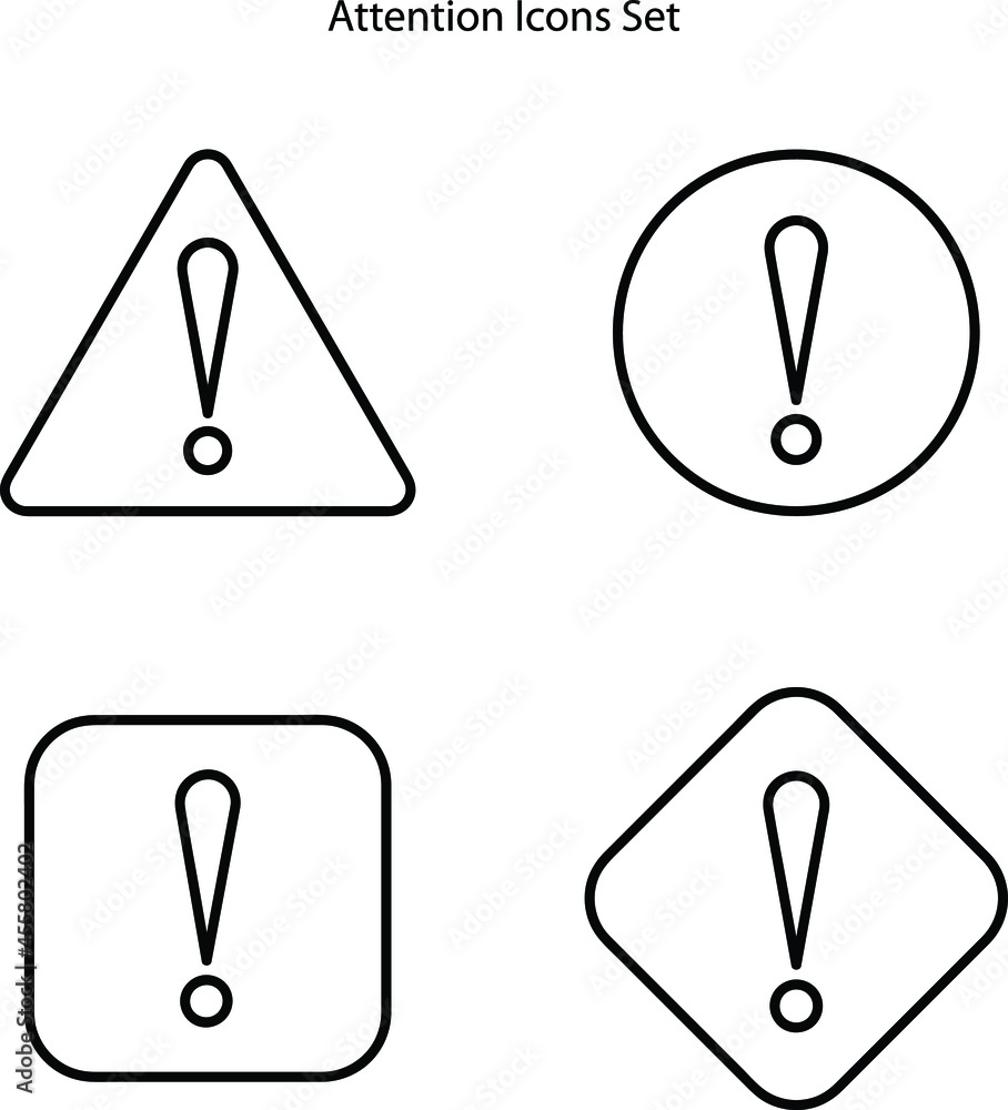 attention icons set isolated on white background. attention icon thin ...