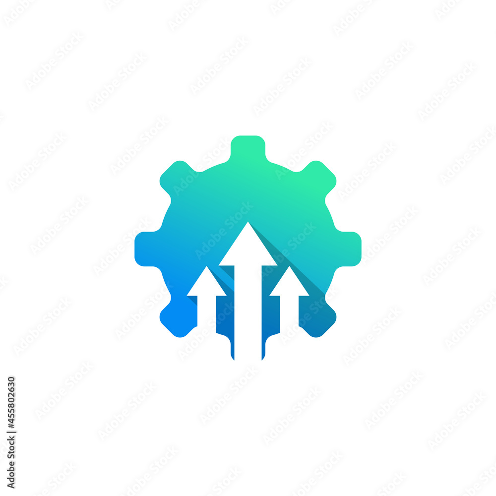 Technology Concept Icon. Cogwheel and Arrow up Symbol. Upgrade Setting ...