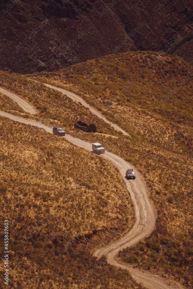 Overland camping roadtrip in the andes mountains of Lima, Peru Stock ...