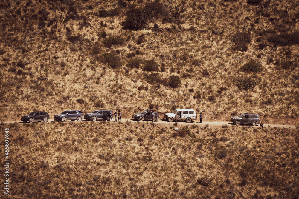 Overland camping roadtrip in the andes mountains of Lima, Peru Stock ...