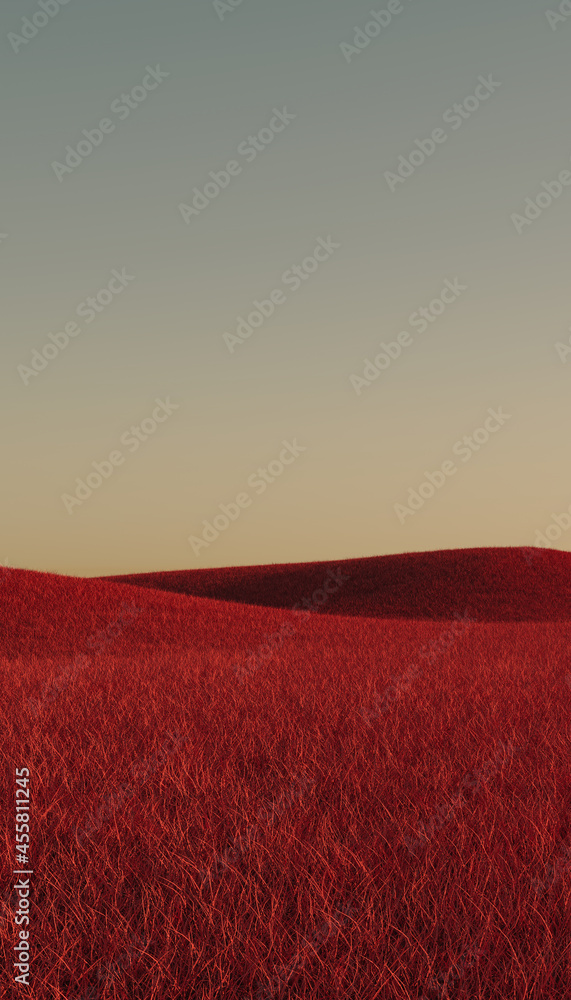 Red grass meadow Stock Photo | Adobe Stock