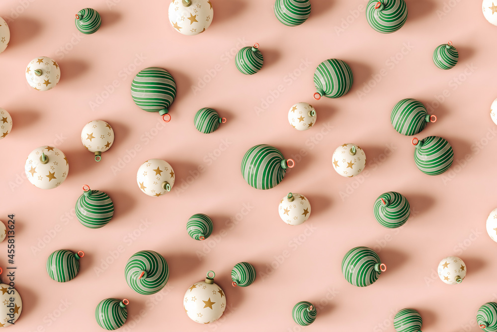 Christmas balls in different positions and sizes Stock Photo | Adobe Stock