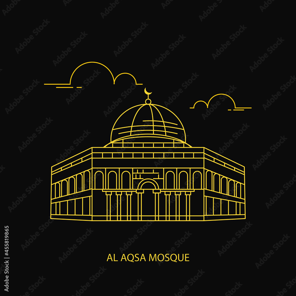 al aqsa mosque, poster template background, landmark Stock Vector ...