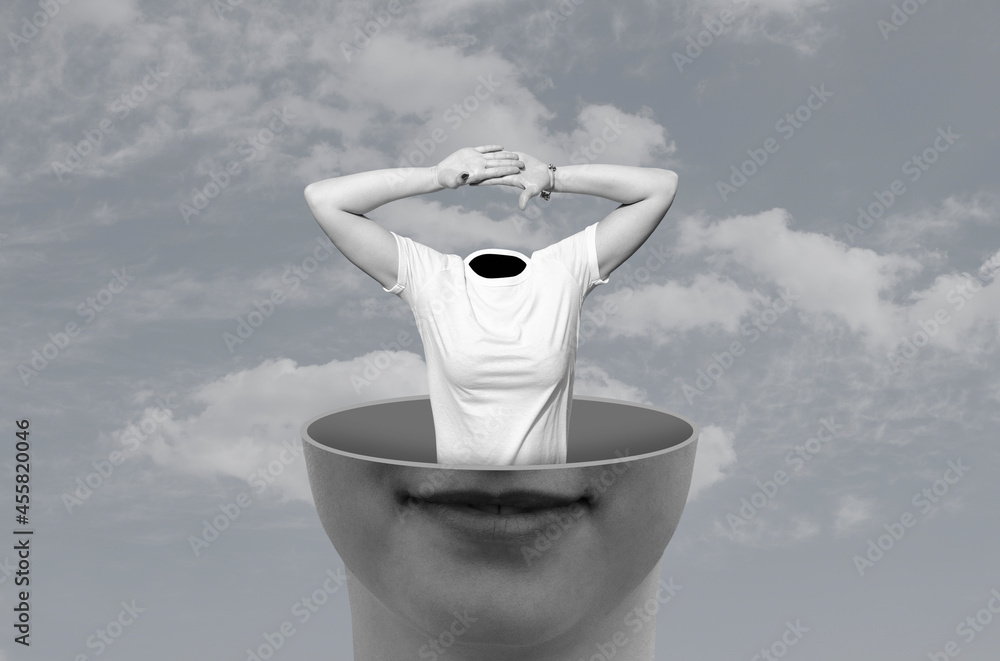 Headless woman out of the head Stock Photo | Adobe Stock