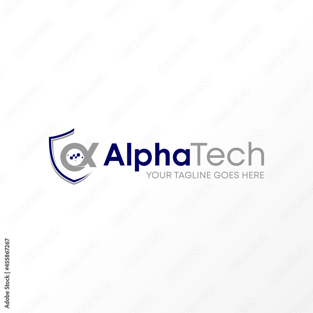 Alpha tech with Security, guide, shield image graphic icon logo design ...