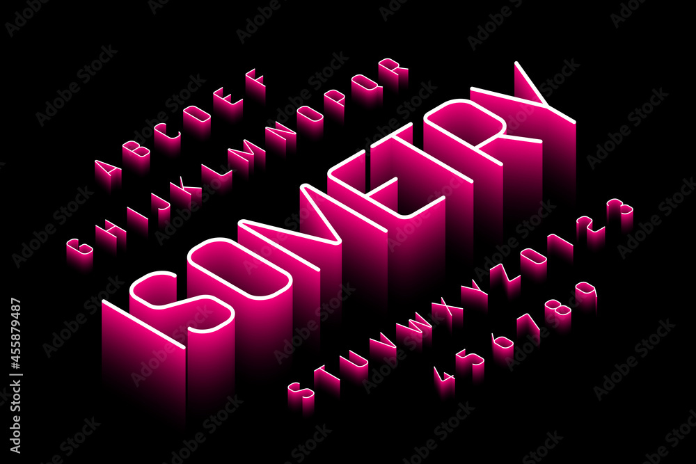 Isometric style font, 3d alphabet letters and numbers vector ...
