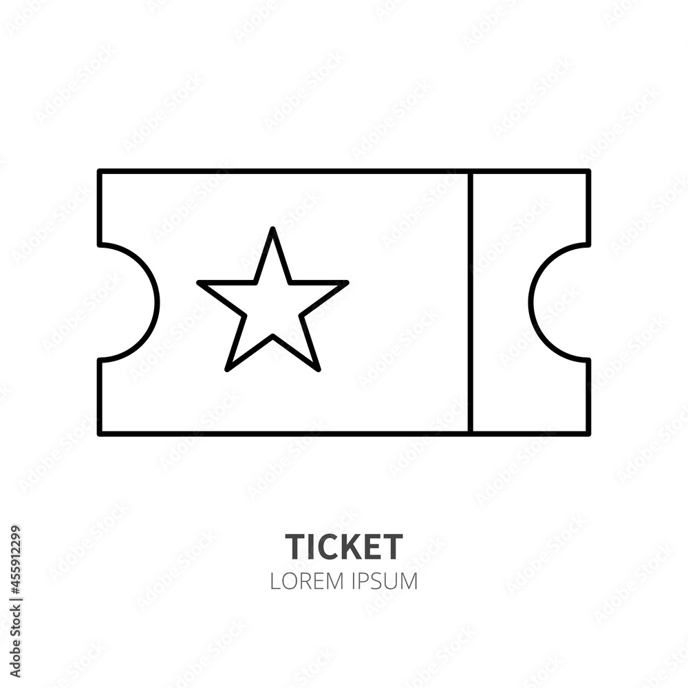 Cinema ticket line icon concept. Movie ducket outline stroke element ...