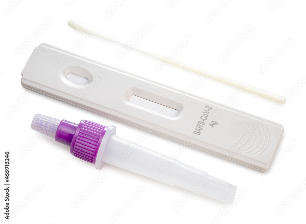 Covid-19 Rapid Antigen test kit isolated on white background, Rapid ...