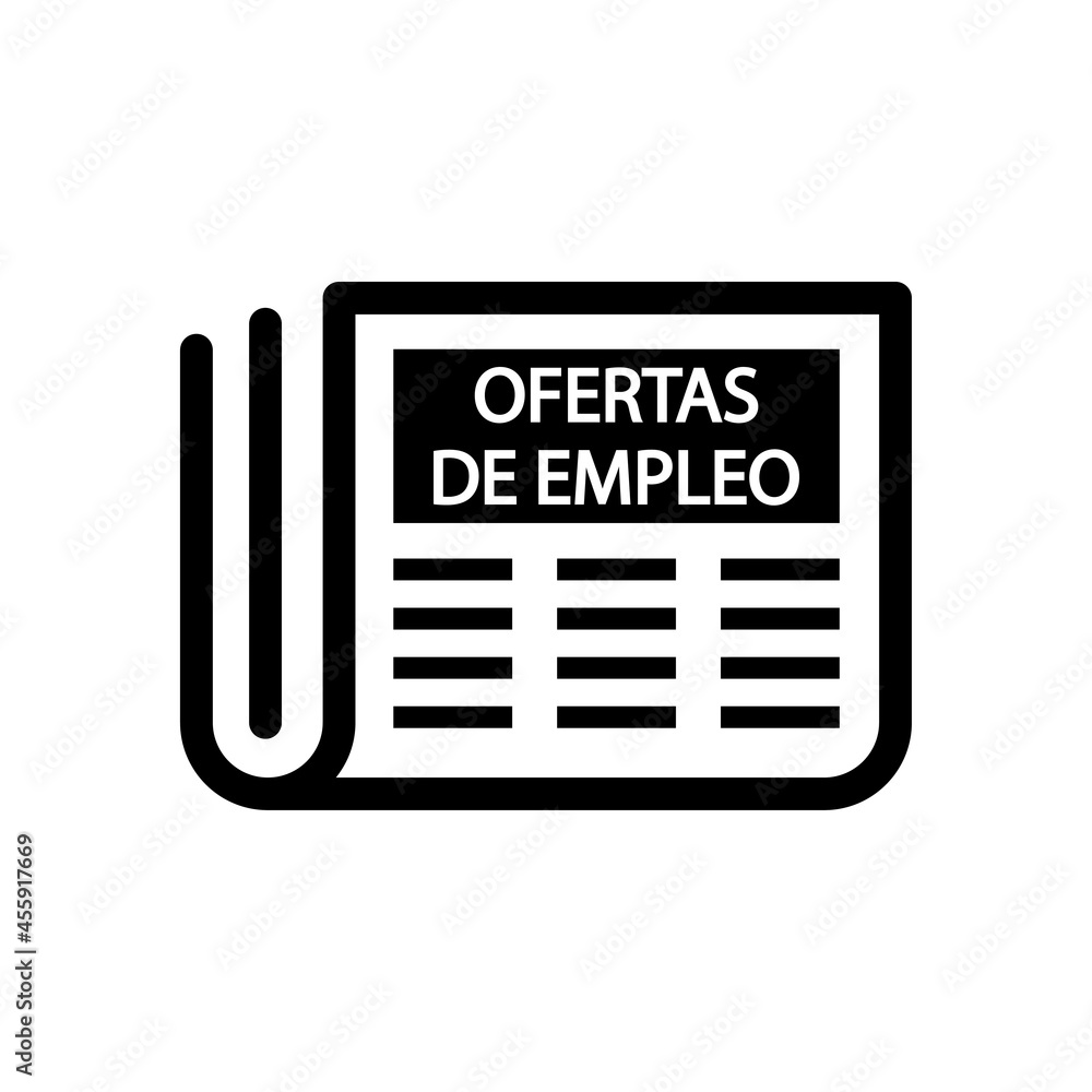 Logotipo con texto OFERTAS DE EMPLEO en español con silueta de ...
