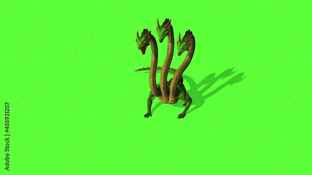 3d illustration - Hydra Mystical Water Snake On Green Screen Background ...