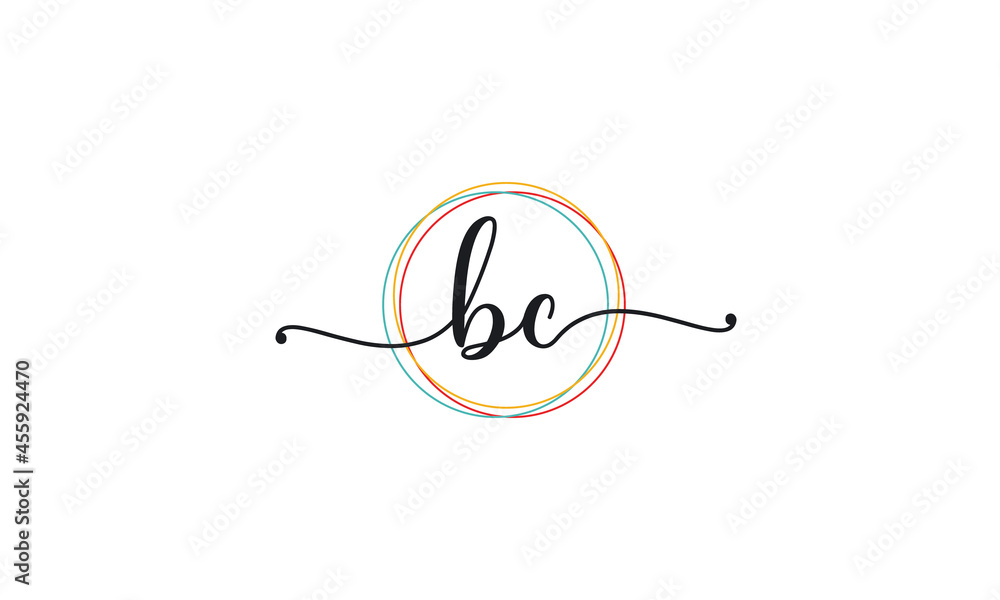 Initial B C letter handwriting logo Design Stock Vector | Adobe Stock