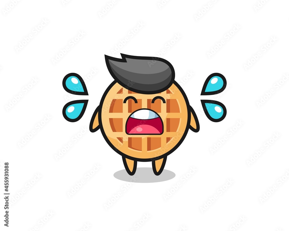 circle waffle cartoon illustration with crying gesture Stock Vector ...