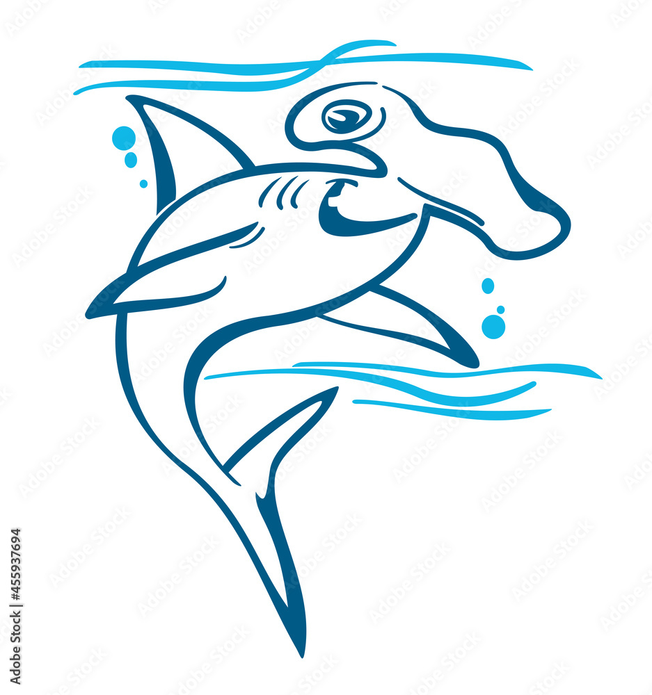 Hammerhead shark - vector illustration, isolated vector images. Wall ...