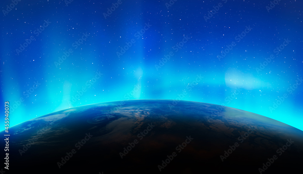 Planet Earth With Aurora Borealis