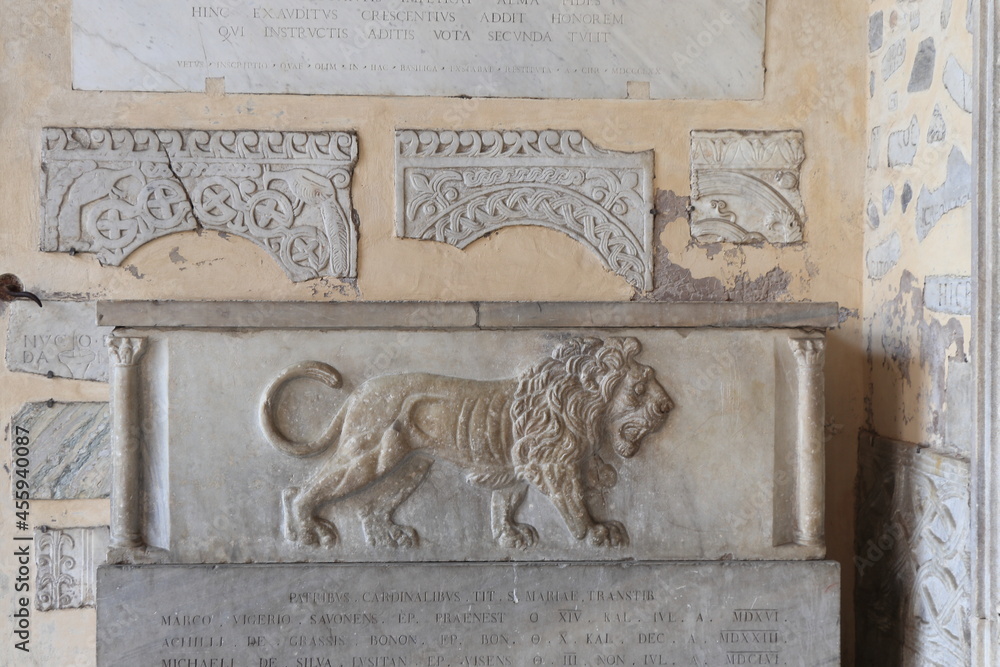 Ancient Sculpted Stone Fragments and Stone Coffin Detail with Carved ...