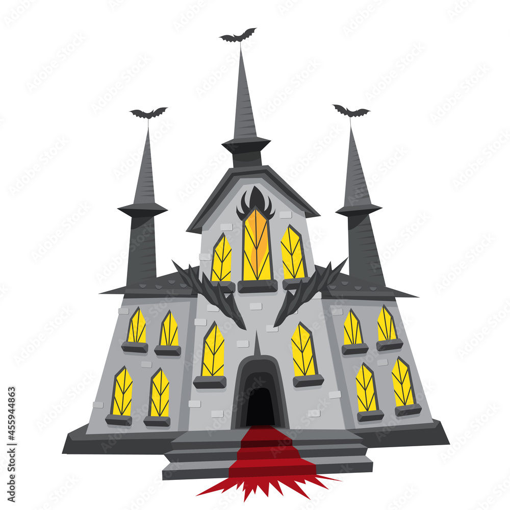 Halloween haunted creepy castle. Vector illustration in cartoon style ...