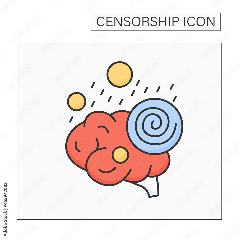 Brainwash color icon. Pressure for adopting radically different beliefs ...