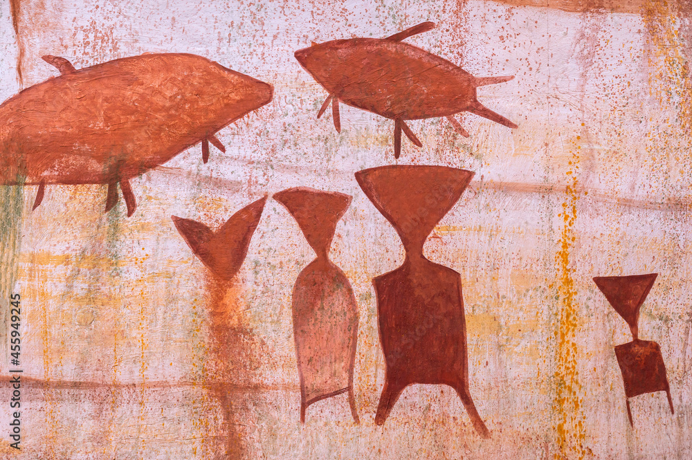 Ancient paintings of the Stone Age 1,000 years,Native in Thailand ...