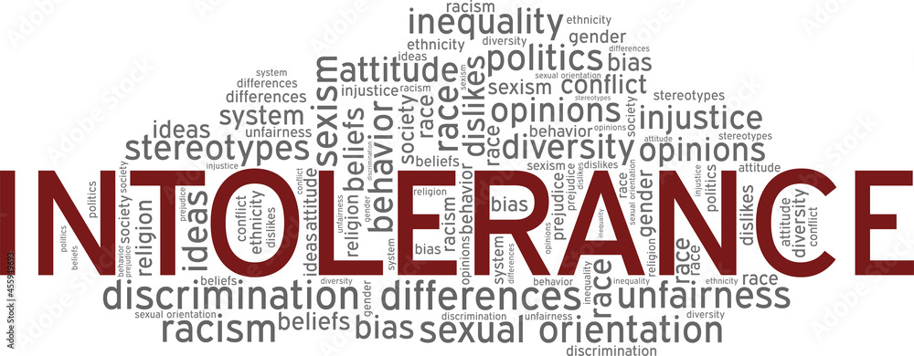 Intolerance (social, personal, racial, sexual...) vector illustration ...
