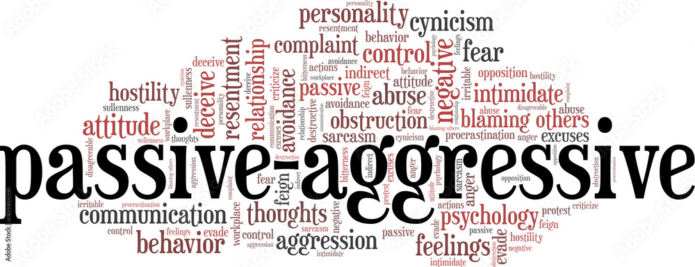 Passive-Aggressive Behavior vector illustration word cloud isolated on ...