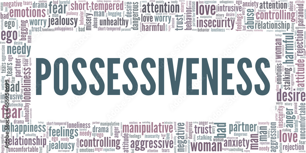 Possessiveness vector illustration word cloud isolated on a white ...
