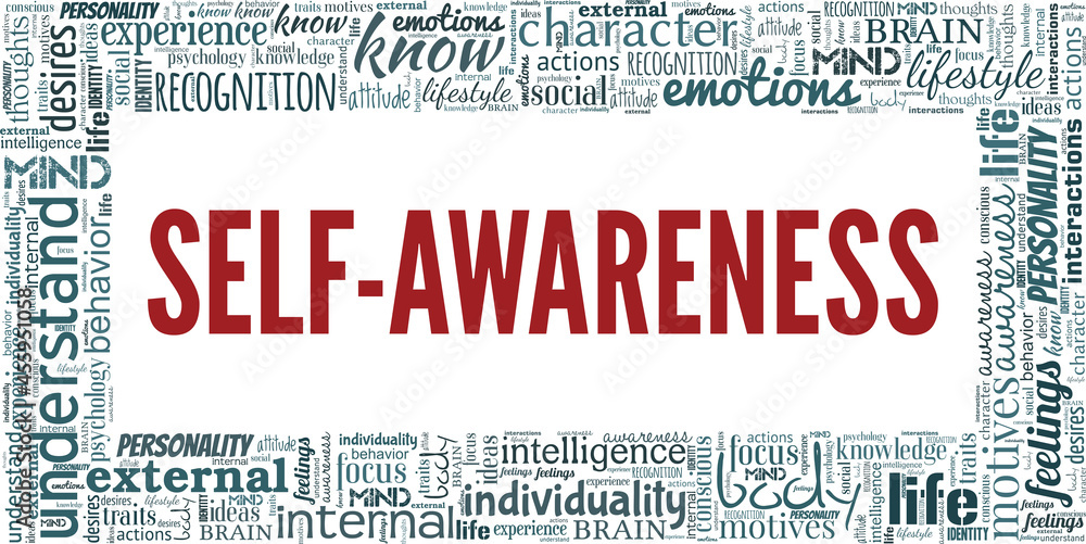 Self-Awareness vector illustration word cloud isolated on a white ...