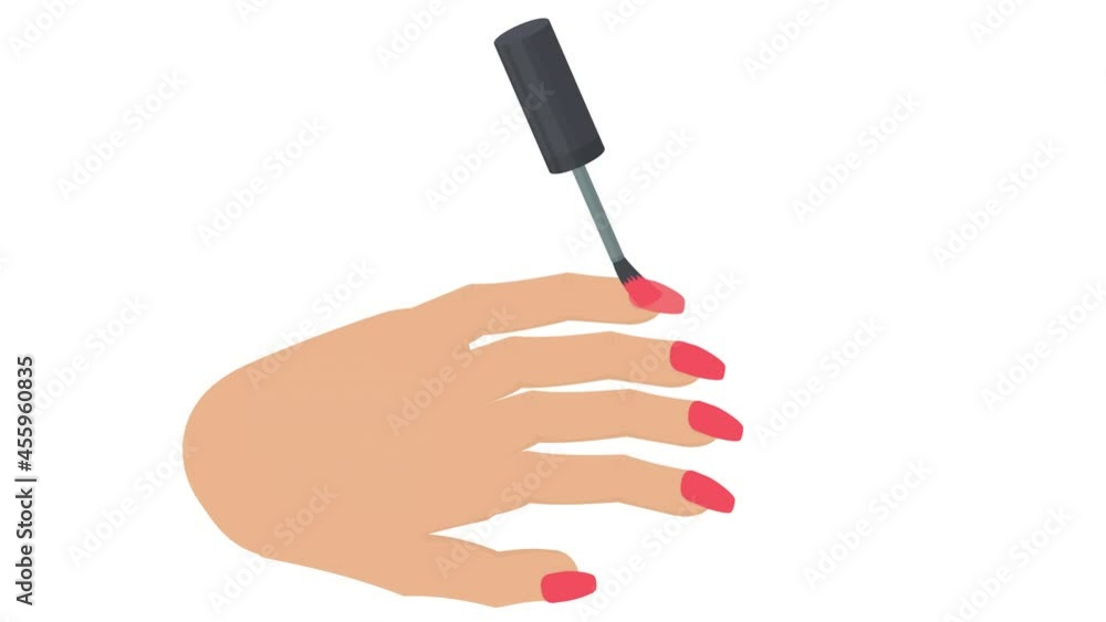 Manicure. Animation of applying nail polish, the alpha channel is ...