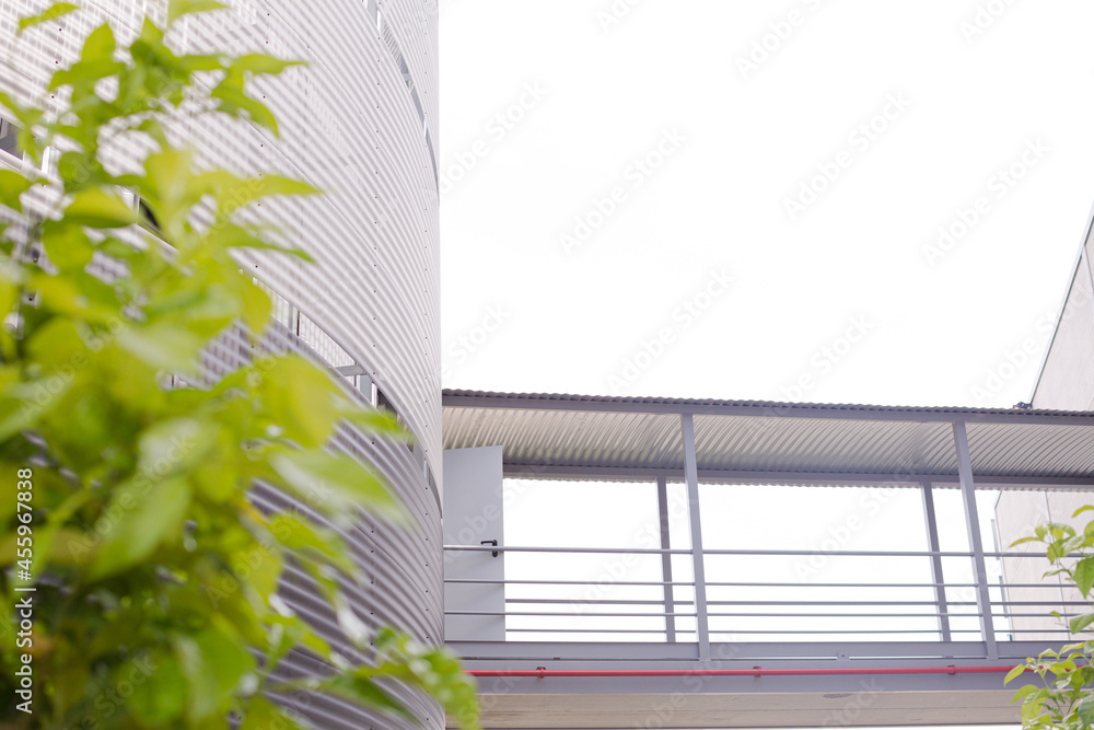 Corridor between buildings in steel factory Stock Photo | Adobe Stock