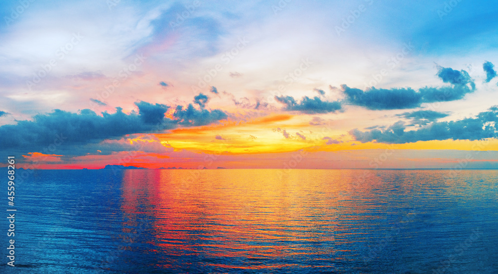 Orange Sunset Ocean Landscapes