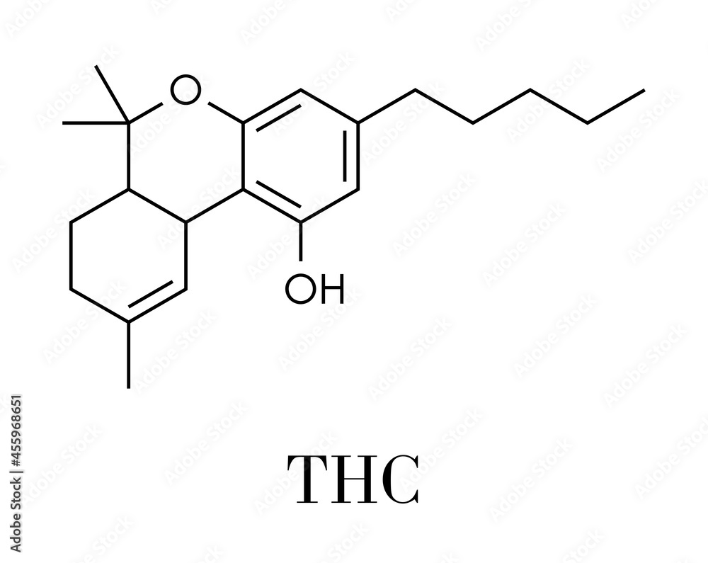 Vetor de THC (delta-9-tetrahydrocannabinol, dronabinol) cannabis drug ...