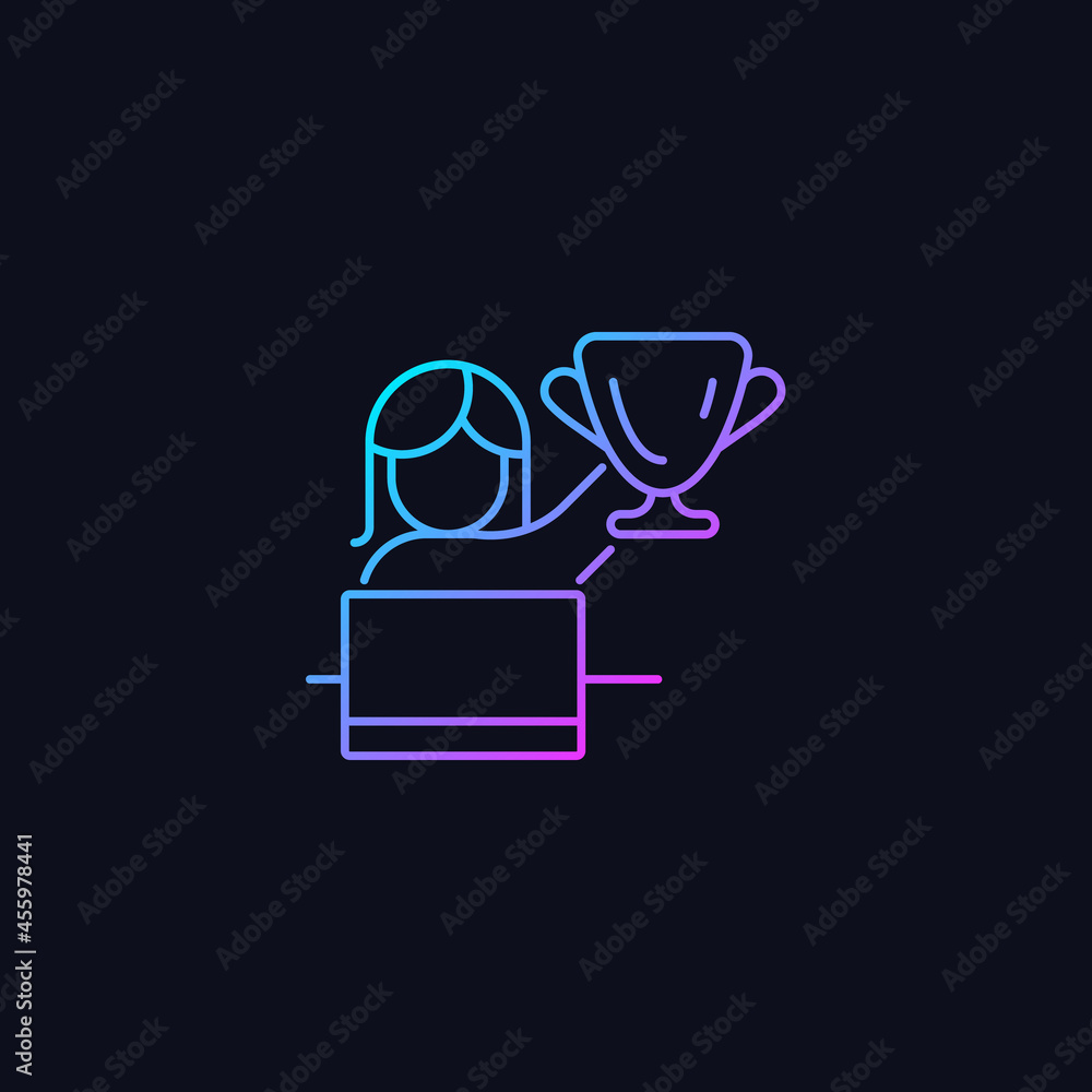 Woman in leadership role gradient vector icon for dark theme ...