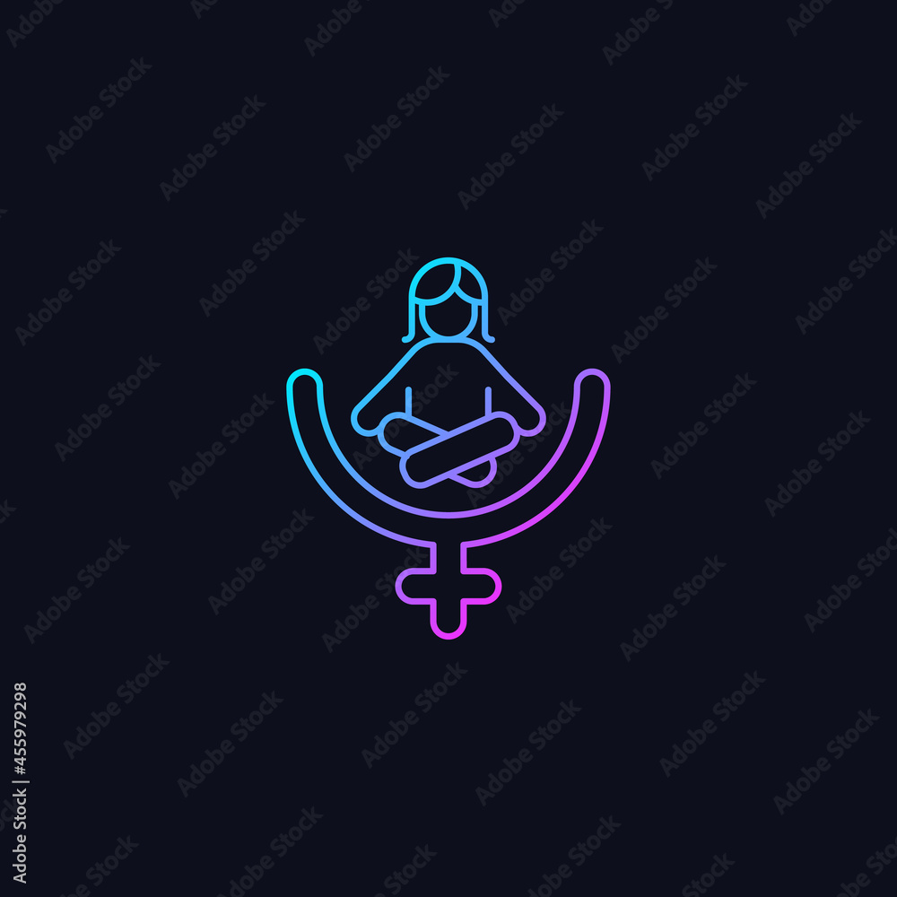 Female gender identity gradient vector icon for dark theme. Feminist ...