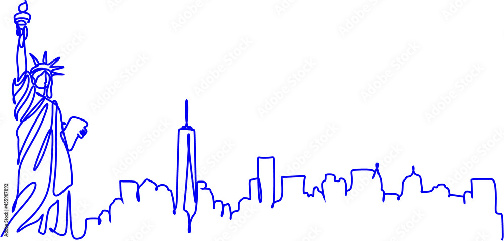 One line style New York skyline. Simple modern minimalist style vector ...