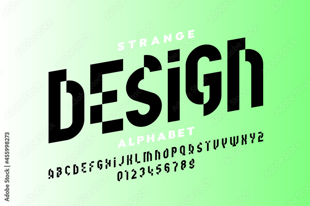 Strange modern style font design, alphabet letters and numbers vector ...