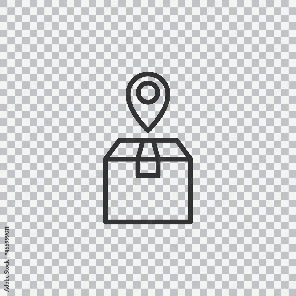 Icon package shipping map isolated on transparent background. Location ...