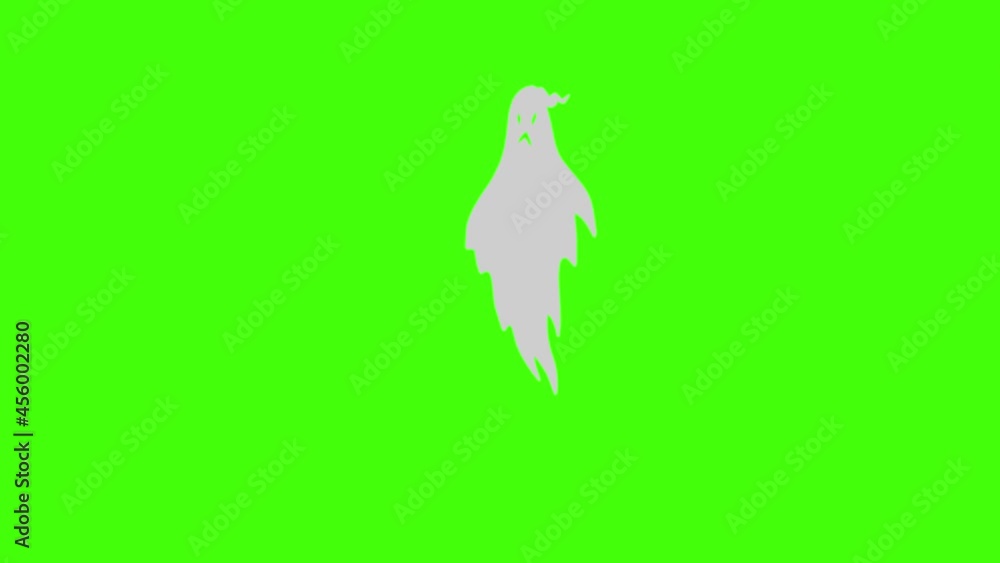 Ghost animation, flat design on green screen chroma key, halloween ...