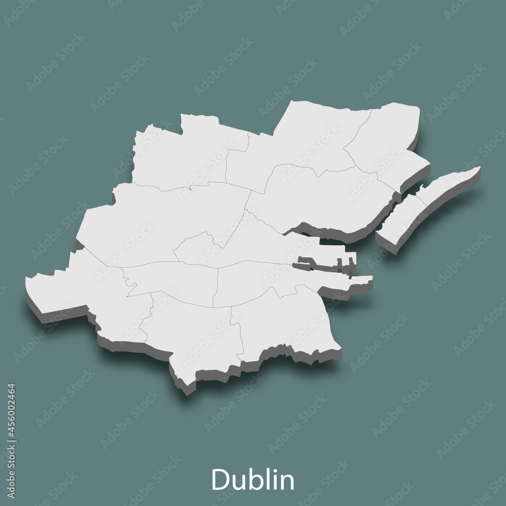 3d isometric map of Dublin is a city of Ireland Stock Vector | Adobe Stock