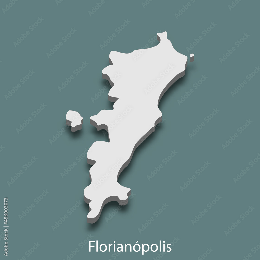3d isometric map of Florianopolis is a city of Brazil Stock Vector ...