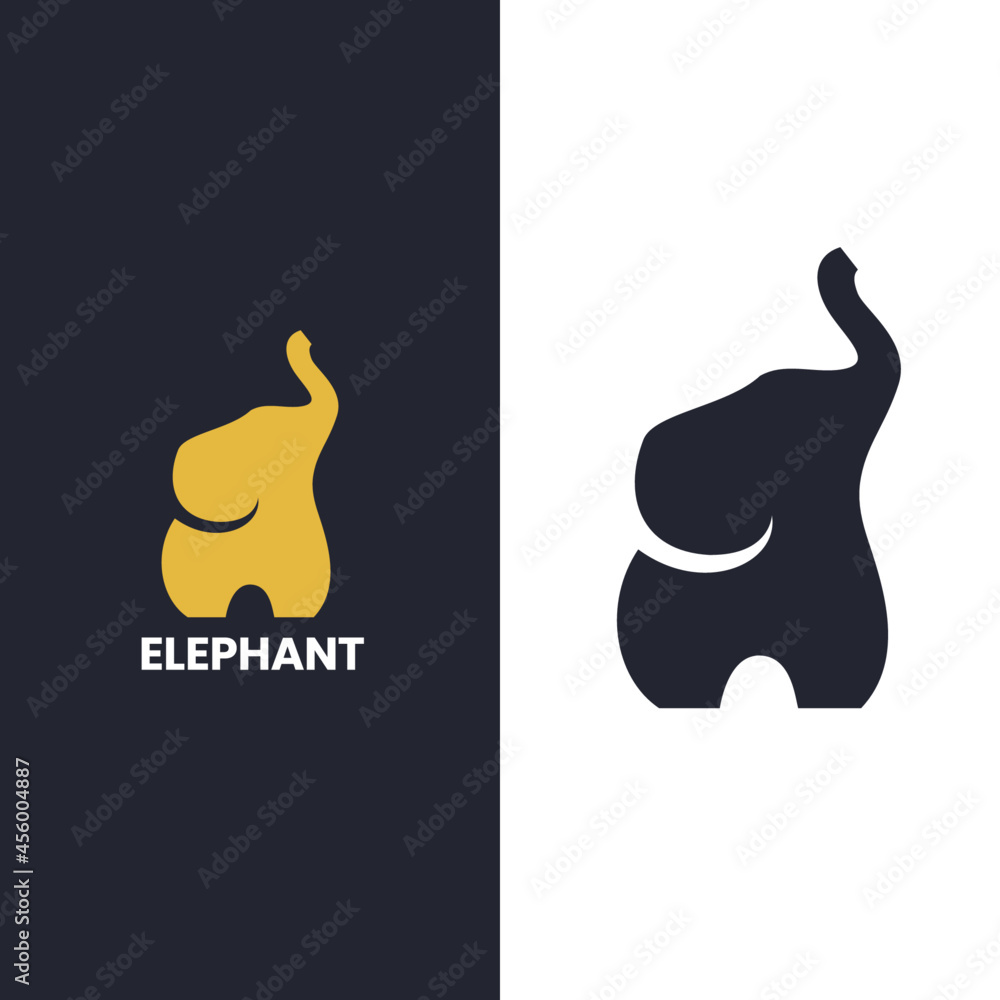 Elephant Logo Siluet Animal visual Identity, flat simple style identity ...