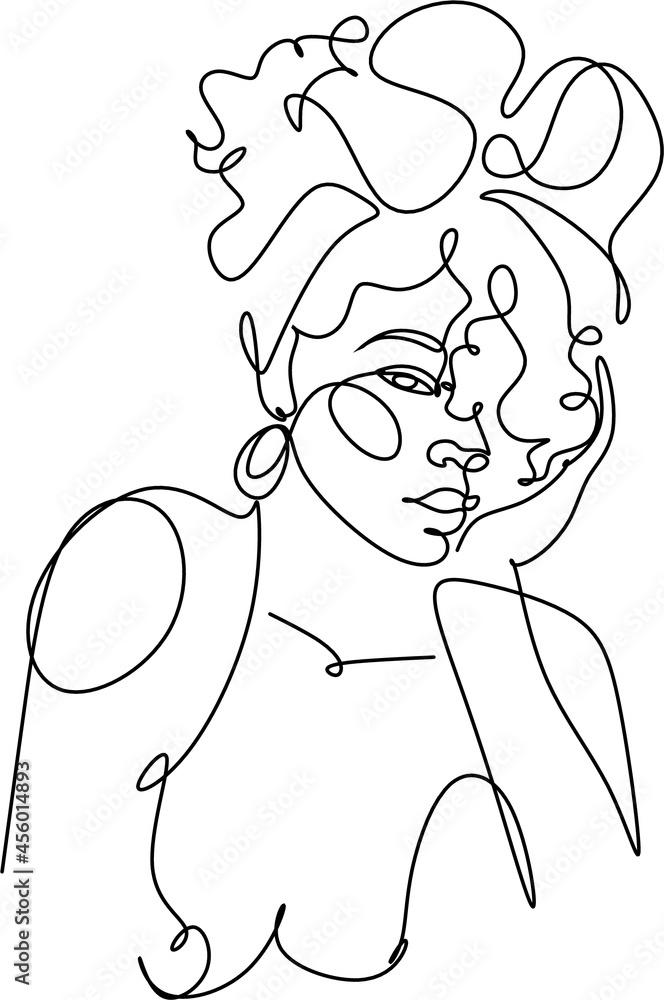 Black Woman Portrait Line Drawing African American Woman Line Female